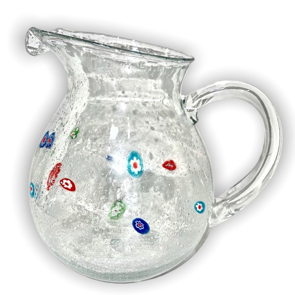 Dining | Vintage Millefiori Hand Blown Bubble Glass Large Drink Pitcher ...